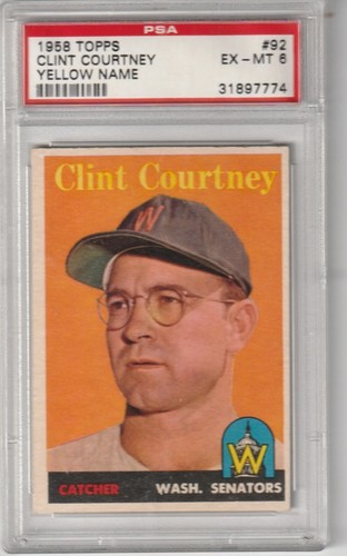 1958 Topps Clint Courtney #92, Yellow Name, PSA EX-MT 6 | eBay