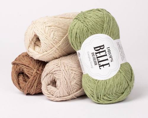 Drops BELLE Cotton, Viscose and Linen Knitting yarn DK Weight 20+ COLORS | eBay