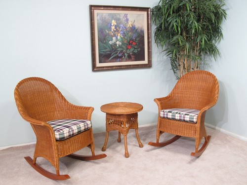 Honey Rattan & Wicker Rocker Chair 3 Piece Set | eBay