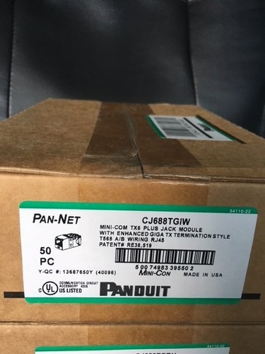 Panduit Cat6 jacks Int. White CJ688TGIW BOX OF 50. FAST FREE SHIPPING ...