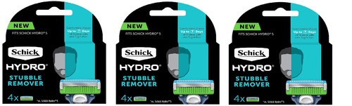 Schick Hydro Stubble Remover Razor Cartridges, 4 ct (Fits Hydro5) (3 ...
