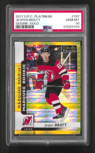 2017 O-Pee-Chee OPC Platinum Seismic Gold #197 Jesper Bratt RC Rookie ...