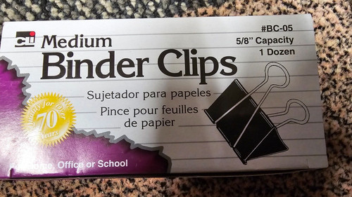 Charles Leonard Inc. Binder Clips, 1.25 Inch with 5/8 Capacity, 12 ...
