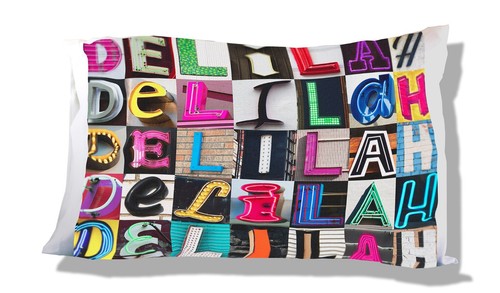 DELILAH Personalized Pillowcase featuring the name in photos of sign ...