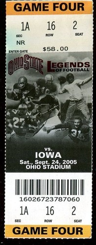 Ticket College Football Ohio State Buckeyes 2005 9.24 Iowa | eBay