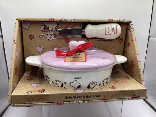 Rae Dunn Peanuts Snoopy Brie Baker & Knife Set, Valentine's day, NEW ...