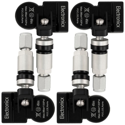 4x Tire Pressure Sensors TPMS Sensors Metal Valve Silver for Citroen ...
