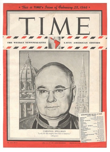 1946 Time Cardinal Francis Joseph Spellman Only Cover Original to Frame ...