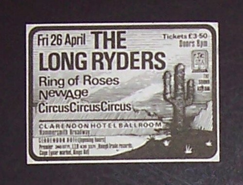 The Long Ryders State of Our Union Era 1985 Mini Poster Type Concert Ad ...
