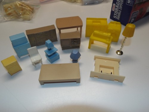 MX 14pc MISC Lamp FIREPLACE Living Room 1950 MCM Doll House Marx ...