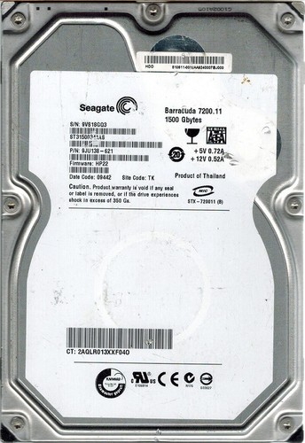 Seagate ST31500341AS P/N: 9JU138-621 F/W: HP22 1.5TB TK | eBay