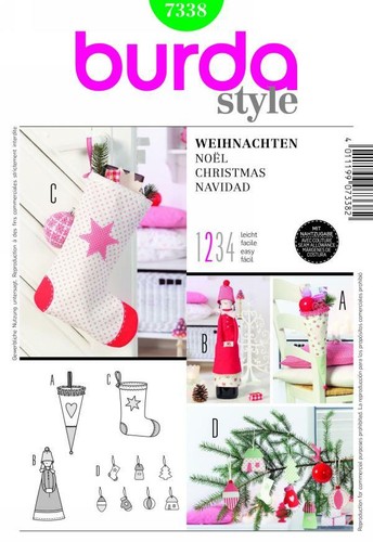 Burda 7338 Christmas Ornaments & Decor Sewing Pattern Stocking New | eBay