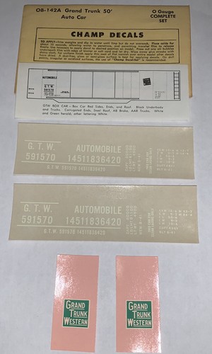 CHAMP O SCALE DECAL-GRAND TRUNK WESTERN/GTW 50’ AUTO BOX-WHT/GRN LETTER ...