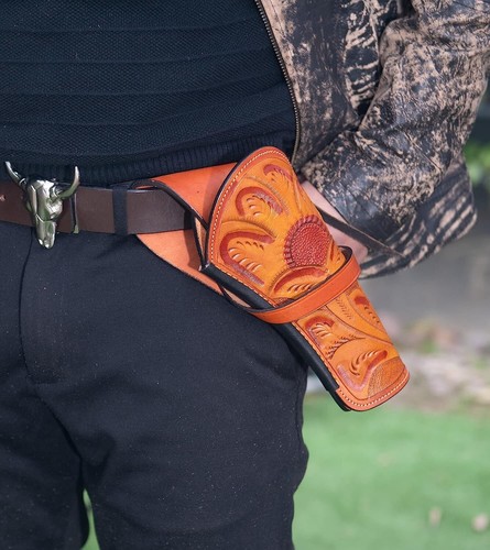 Leather western cross draw fits 4" to 6" Barrel Gun holster / Revolver ...