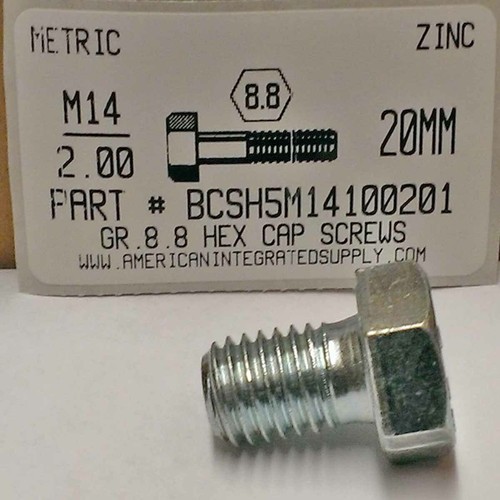 M14-2.00X20MM HEX HEAD CAP SCREWS GRADE 8.8 STEEL ZINC PLATED (25) | eBay