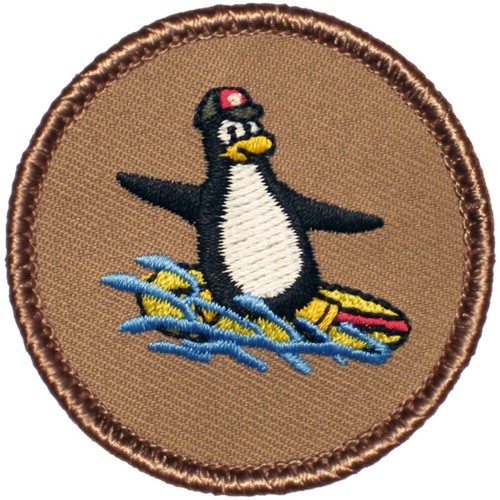 Surfing Penguin Patrol Patch - 2" Round Embroidered Patch | eBay