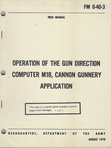 Historical book Operation of the Gun Direction Computer M18, Cannon ...