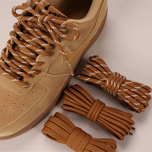 New Wheat-colored Shoelace Flat Round Lace Boots Sneaker Unisex Shoes ...