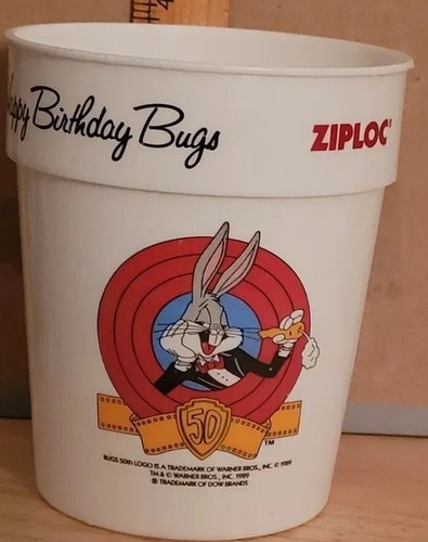 Vintage Plastic Cup Happy 50th Birthday Bugs Bunny w Elmer Fudd | eBay