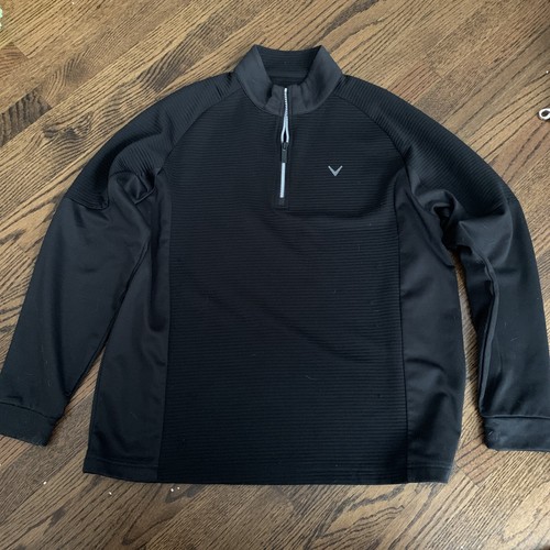 Callaway Opti-Dri 1/4 Zip Ribbed Golf Pullover Black Men's 2XL XXL for ...