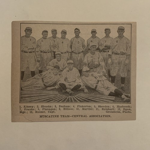 Muscatine Muskies Ziggy Hasbrook Babe Ellison 1916 Baseball Team ...