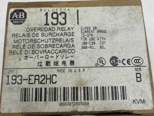 Allen Bradley 193-EA2HC Series B Motor Protection Overload Relay 12-37A ...