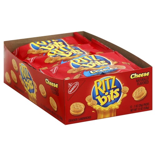 RITZ Bits Cheese Sandwich Crackers Bulk Lunch Snacks 48 Snack Packs 4 ...