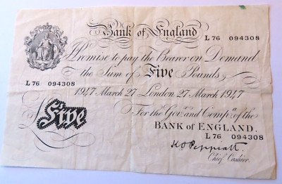 White Five Pound Note in English Banknotes Pre-1952 for sale | eBay