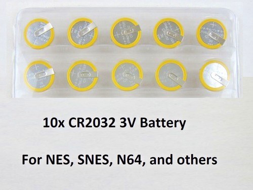 10 Replacement Battery - Super Nintendo NES SNES CR2032 Tabbed Tab ...