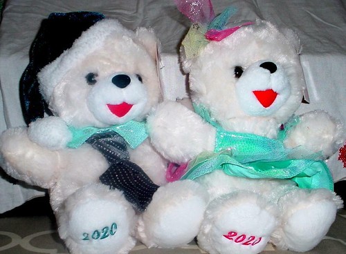 2 WalMART CHRISTMAS Snowflake TEDDY BEARs 2020 White Girl&Boy 13" Green ...