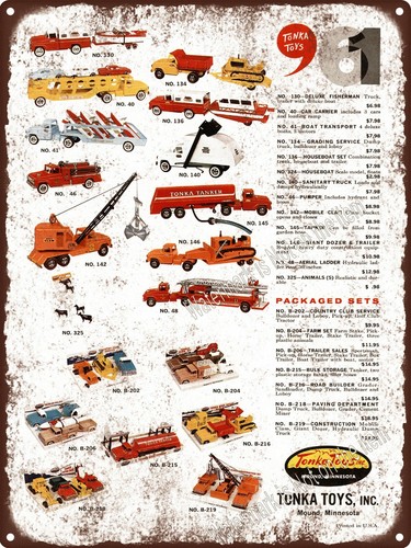 1961 Tonka Toys Steel Truck Tanker Shovel Crane Boat Metal Sign 9x12 ...
