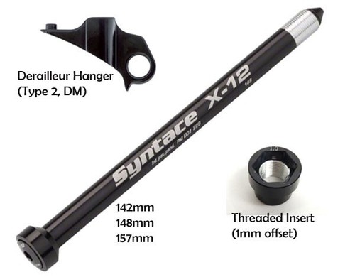 Syntace X-12 Rear 12mm Thru Axle (142mm, 157mm), Der. Hanger, Insert | eBay