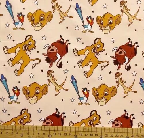 Disney Lion King Simba Pumbaa Character Polycotton Fabric Half Yard (18 ...
