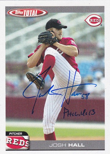 JOSH HALL CINCINNATI REDS SIGNED AUTOGRAPHED 2004 TOPPS TOTAL BASEBALL ...