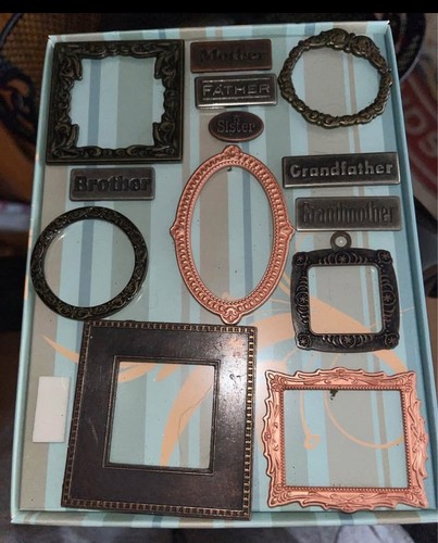 Vintage 7 Mini Metal Frames +Embellishments Gift Box. | eBay