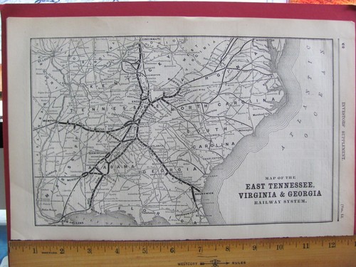 1890 SEPT EAST TENNESSEE VIRGINIA & GEORGIA RAILROAD ORIGINAL SYSTEM ...
