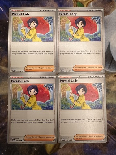 4x Parasol Lady 169/182 - Paradox Rift - Pokemon Trainer Card Set FREE ...