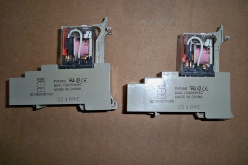 Used Lot of 2 - PYF08S Relay Holder Socket 10a 250vac & MY2N Relay | eBay