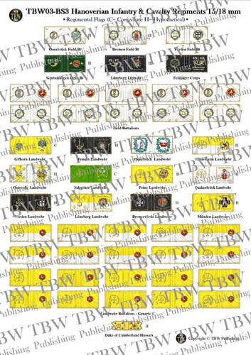 15/18mm Flags: Waterloo Hanoverian Infantry & Cavalry - Sheet of 48 ...