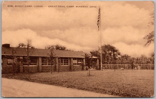 Postcard Great Trail Camp, Minerva, Ohio; Girl Scout Camp Lodge Ks | eBay