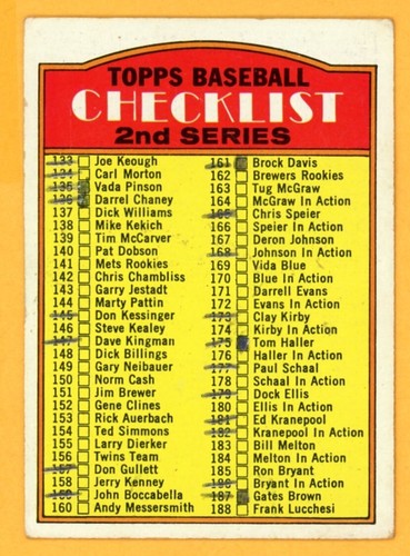 1972 Topps Baseball Checklist #103 MARKED | eBay