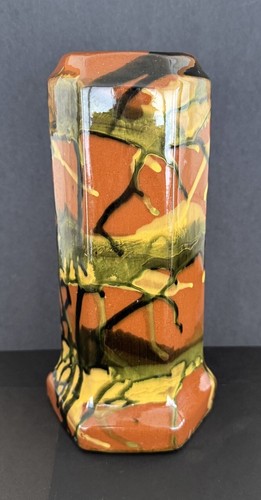 Peters & Reed Zane Pottery #56 Marbelized 6 Sided Vase 9.5” Shiny ...
