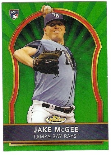 JAKE MCGEE 2011 TOPPS FINEST GREEN REFRACTOR ROOKIE 90 SERIAL #/199 TB ...