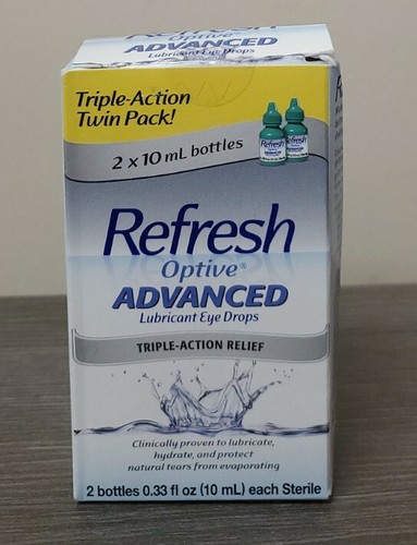 Refresh Optive Advanced Lubricant Eye Drops Relief 2x.33 FL Oz Exp 2/26 ...