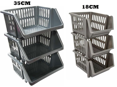 Plastic Stacking Storage Basket Stackers Rack Stand Kitchen Vegetable ...