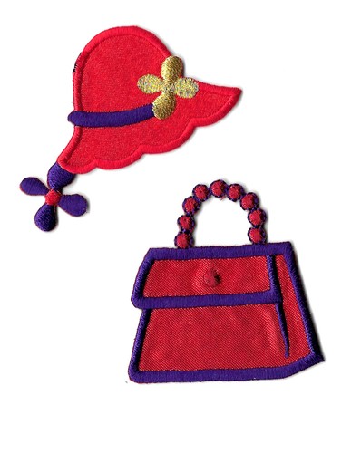 Red Hat Fashion Crafts - Red Hat & Purse - Embroidered Iron On Applique ...