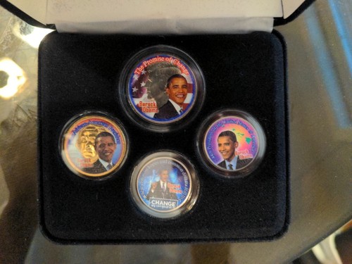 Barack Obama Colored 50c & 25c 4 Coin Set with Box | eBay