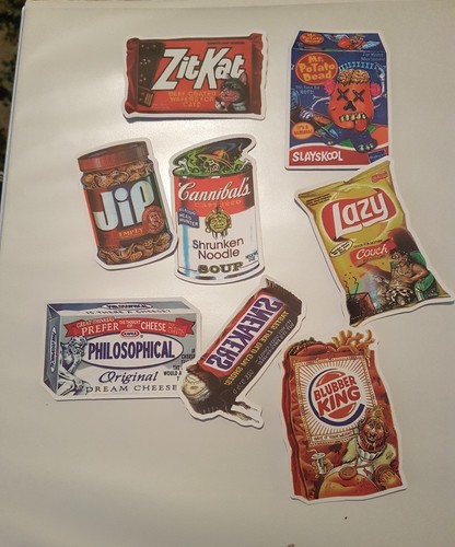 8 of Stickers for food spoof labels vinyl decal graffiti laptop ...