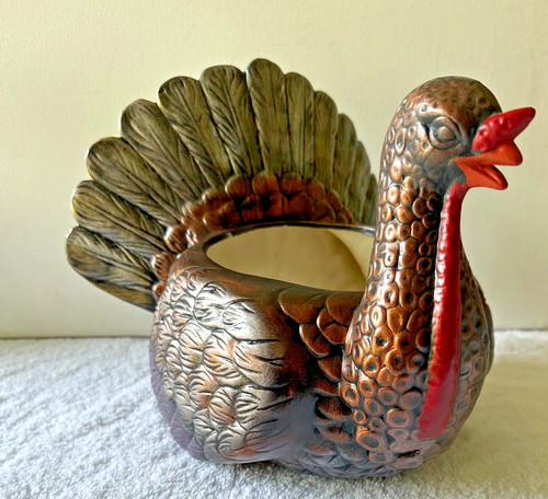 Vintage Thanksgiving Turkey Planter Ceramic Large 8” x 9.5” | eBay