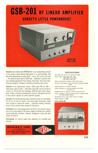 QST Ham Radio Magazine Print Ad GONSET's Little Powerhouse! GSB-201 (12 ...